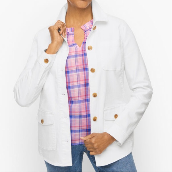 Talbots | Jackets & Coats | Nwt Talbots Denim Shirt Jacket In White ...